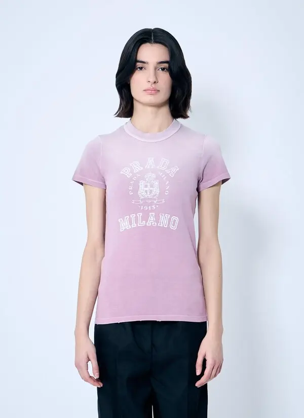 Prada Logo Print T-shirt - Purple