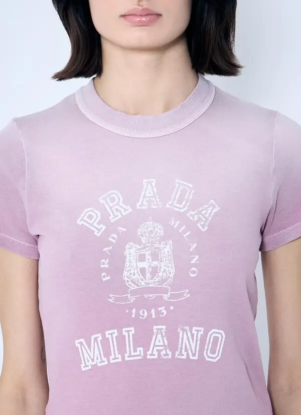 Prada Logo Print T-shirt - Purple