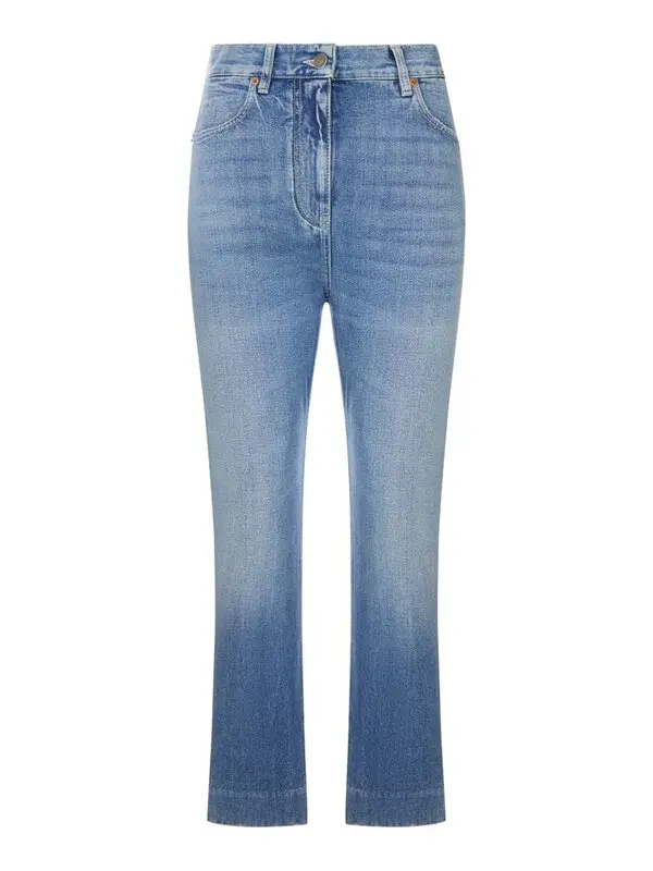 Valentino Garavani Denim Flared Leg Cropped Jeans - Blue