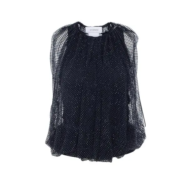 Sportmax Nodo Mesh Top With Crystals - Black