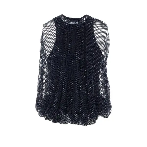Sportmax Nodo Mesh Top With Crystals - Black