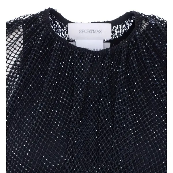 Sportmax Nodo Mesh Top With Crystals - Black