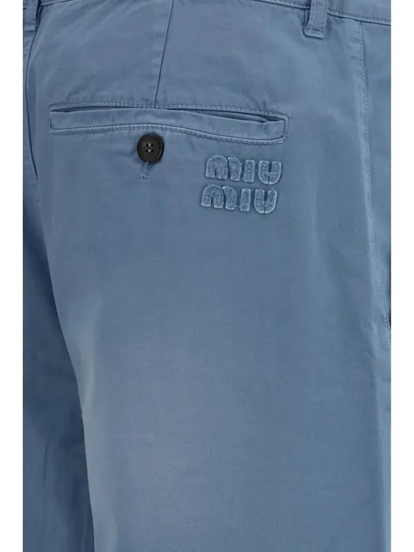 Miu Miu Garment-dyed Wide-leg Pants - Blue