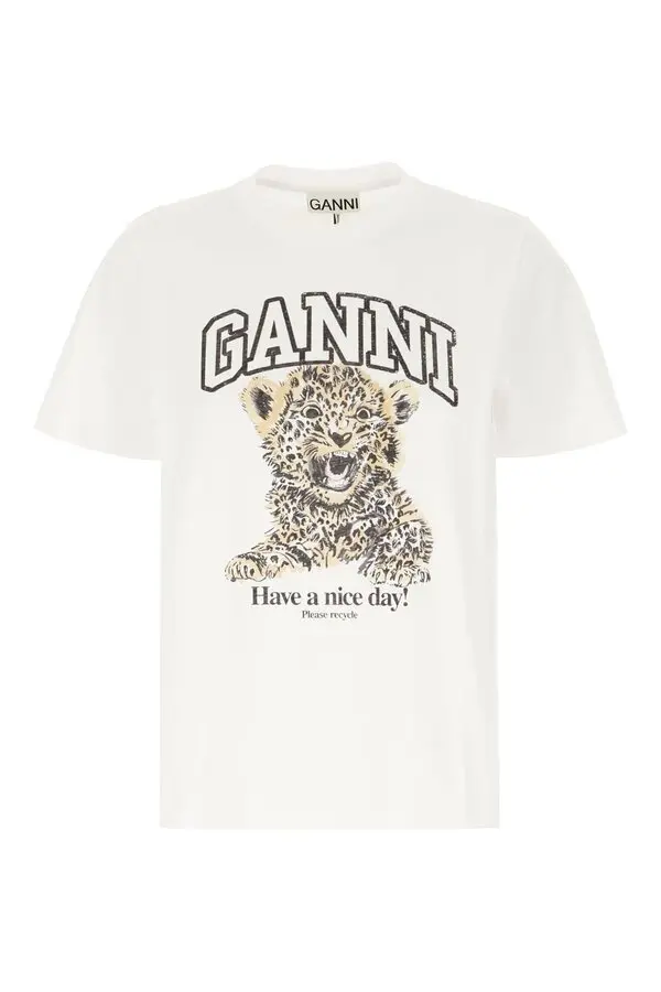GANNI Graphic Print Short Sleeve T-shirt - Multicolor