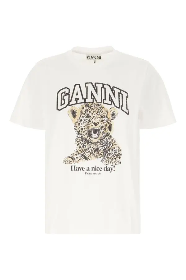 GANNI Graphic Print Short Sleeve T-shirt - Multicolor
