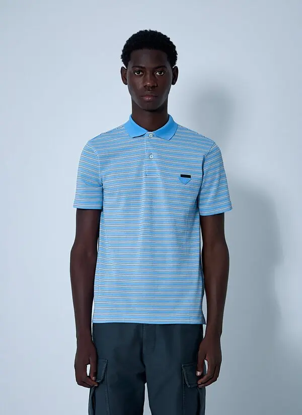 Prada Logo Motif Polo Shirt - Blue