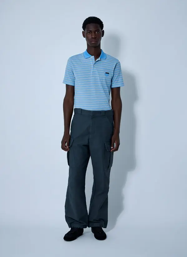Prada Logo Motif Polo Shirt - Blue
