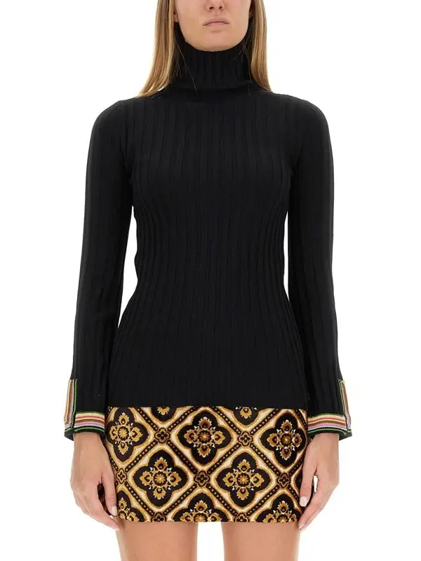 Etro Turtleneck Ribbed Knit Shirt
