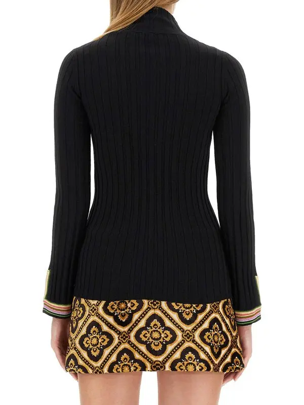 Etro Turtleneck Ribbed Knit Shirt