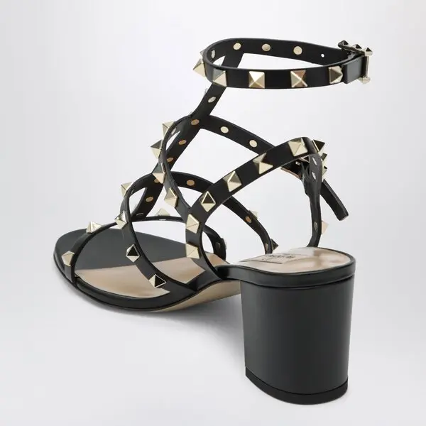 Valentino Garavani Rockstud Calfskin Leather Sandals - Black