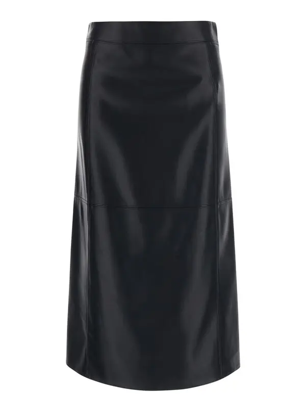 Max Mara S 'crisma' Midi Skirt With Zip Closure At The Back In Leather For - Black