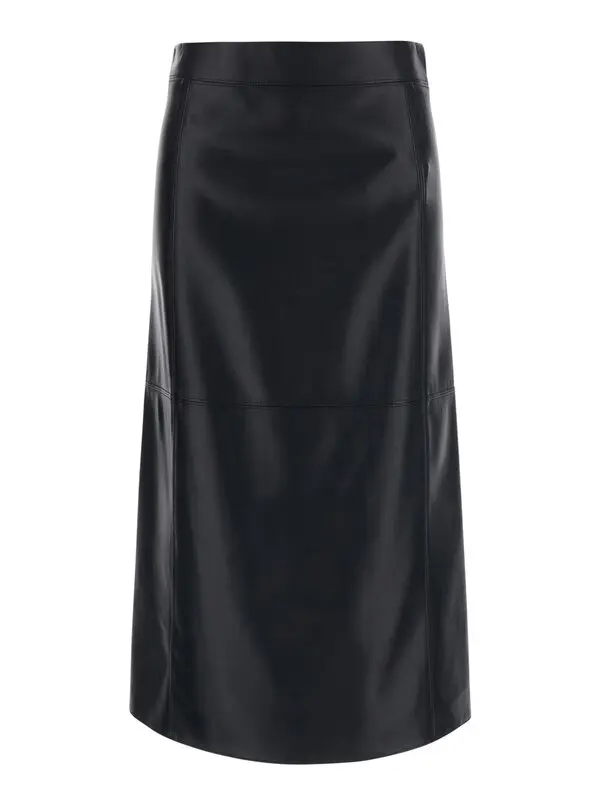 Max Mara Leather Midi Skirt - Black