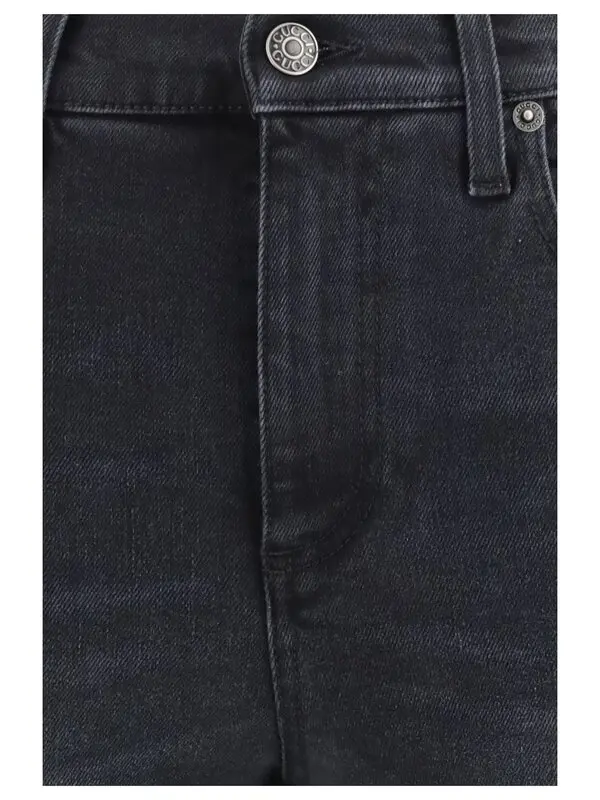 Gucci Skinny Washed Cotton Denim Jeans - Black