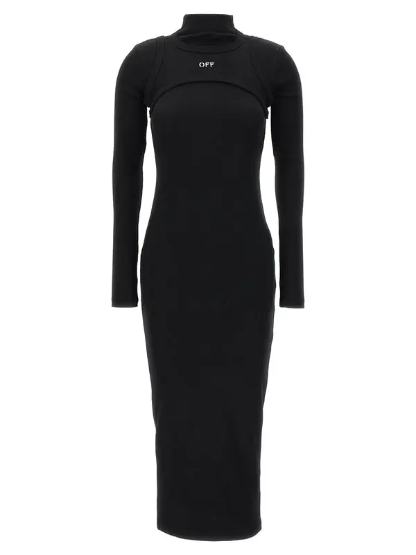 Off-White Off Stamp Rib' Dress - Black