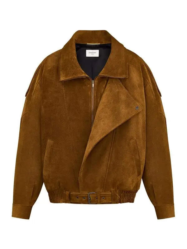 Saint Laurent Oversized Vintage Split-leather Jacket - Brown