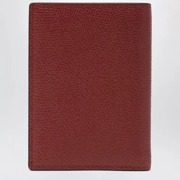 Valentino Garavani Dark Vlogo Card Holder In Grained Leather - Red