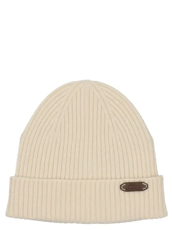 Brioni Cashmere Fisherman’s Rib Beanie - White