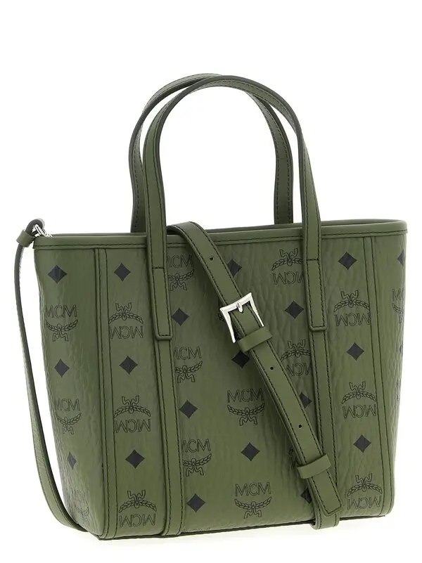 Mcm Visetos Monogram Shopping Bag - Green