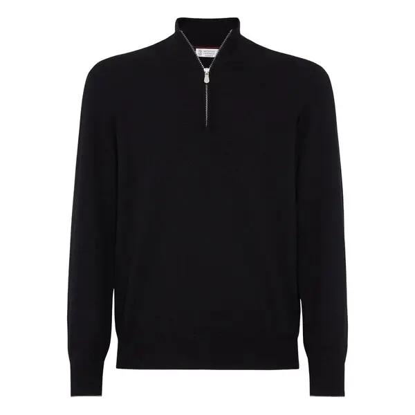 Brunello Cucinelli Cashmere Quarter Zip Jumper - Black