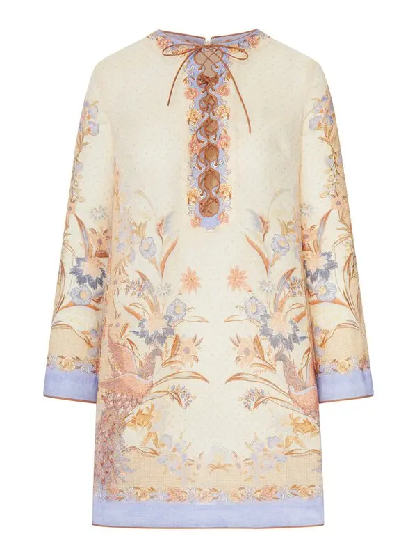 Zimmermann Indra Linen Mini Tunic Dress - Multicolor
