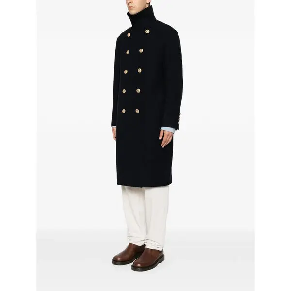 Brunello Cucinelli Cashmere Double-breasted Overcoat - Blue