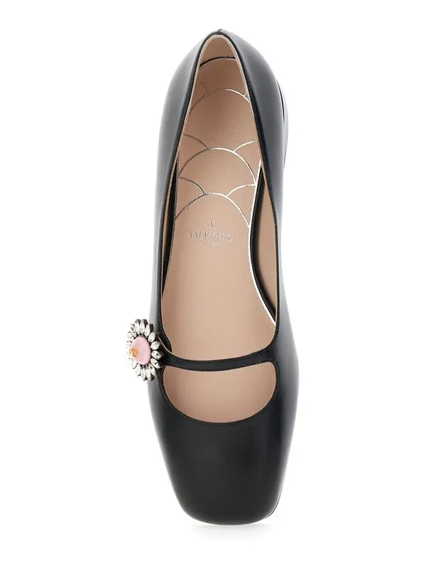 Valentino Garavani Leather Ballet Shoes With Vlogo - Black
