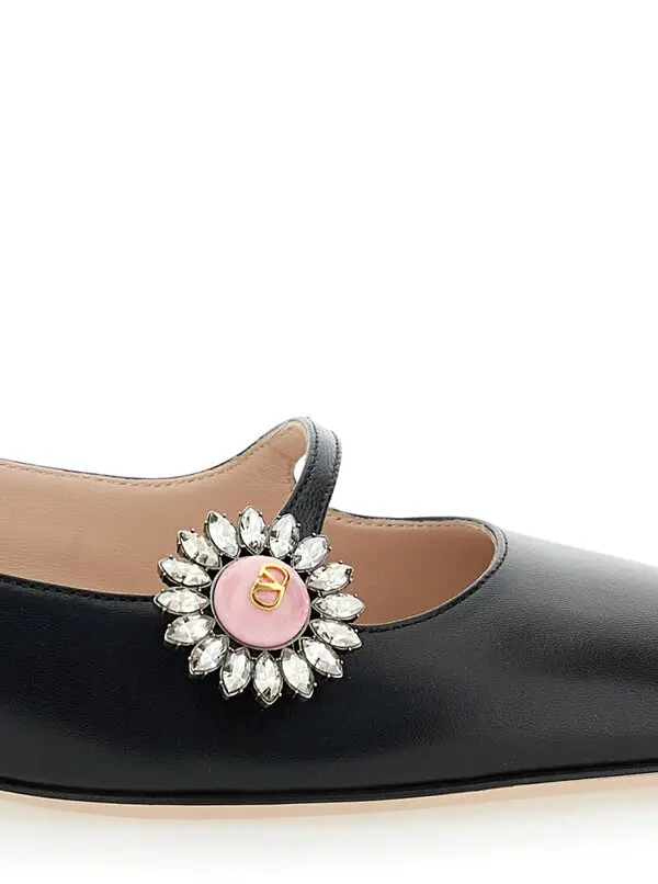 Valentino Garavani Leather Ballet Shoes With Vlogo - Black