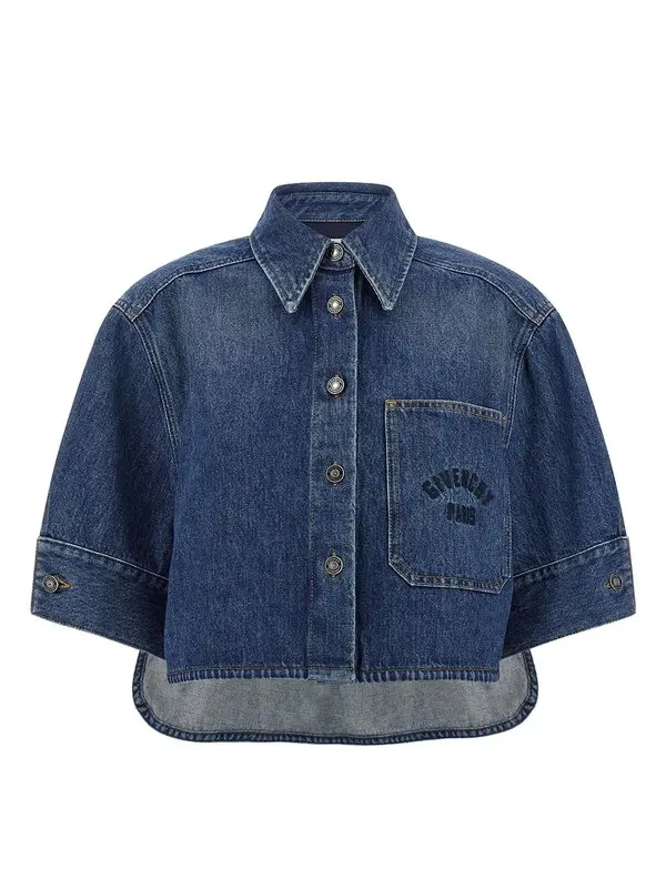 Givenchy Cotton Denim Short Shirt - Blue