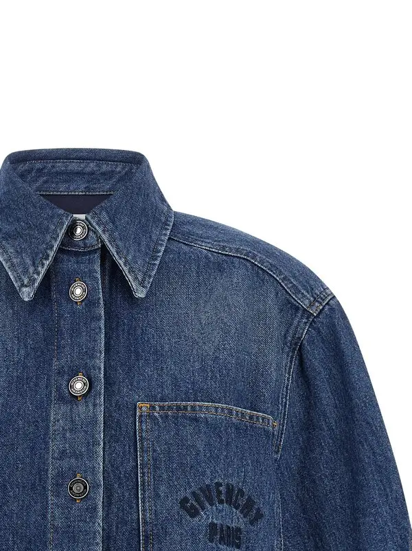 Givenchy Cotton Denim Short Shirt - Blue