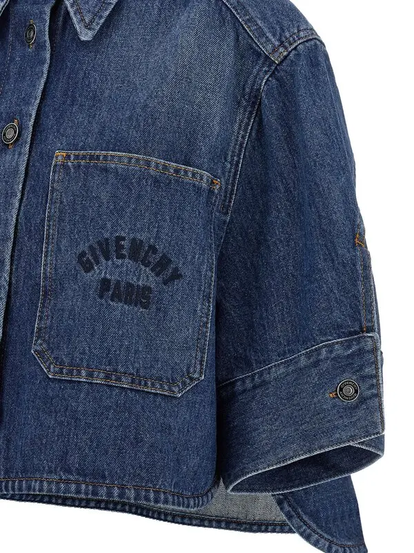 Givenchy Cotton Denim Short Shirt - Blue