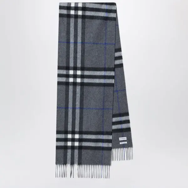 Burberry Check Cashmere Scarf In Marlborough Grey