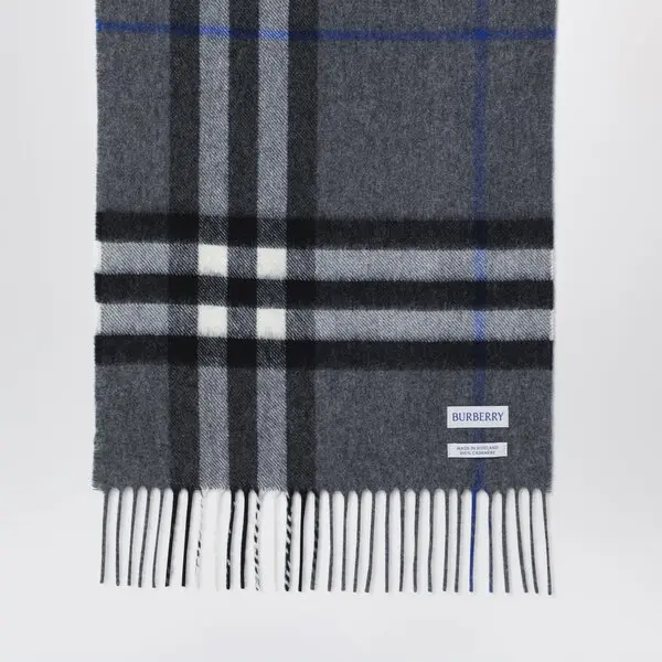 Burberry Check Cashmere Scarf In Marlborough Grey