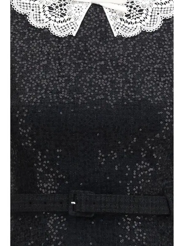 SELF-PORTRAIT Sequin Bouclé Mini Dress - Black