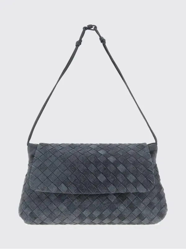 Bottega Veneta Giorno Bag In Woven Suede - Gray