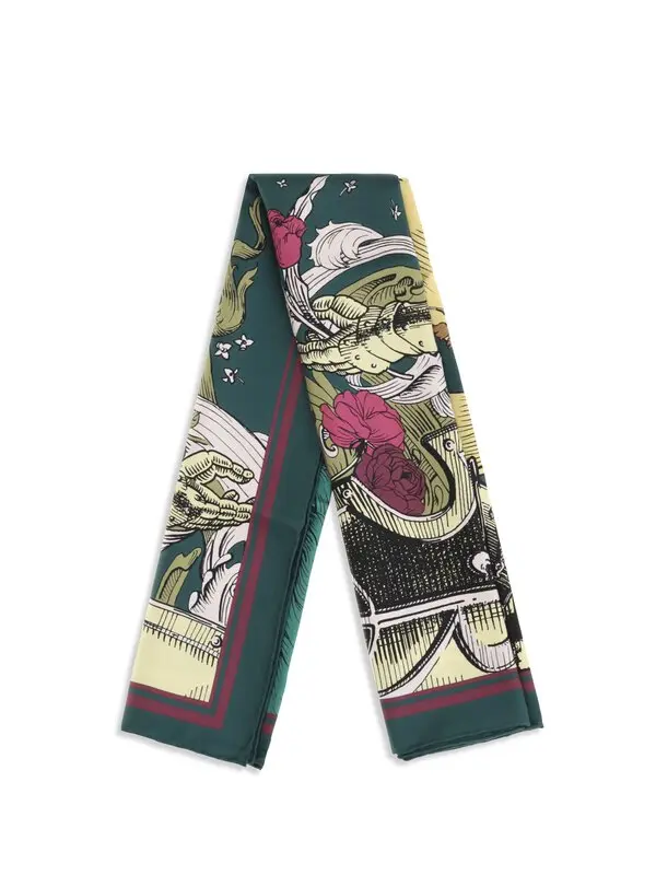 Burberry Silk Scarf With Etched Knight