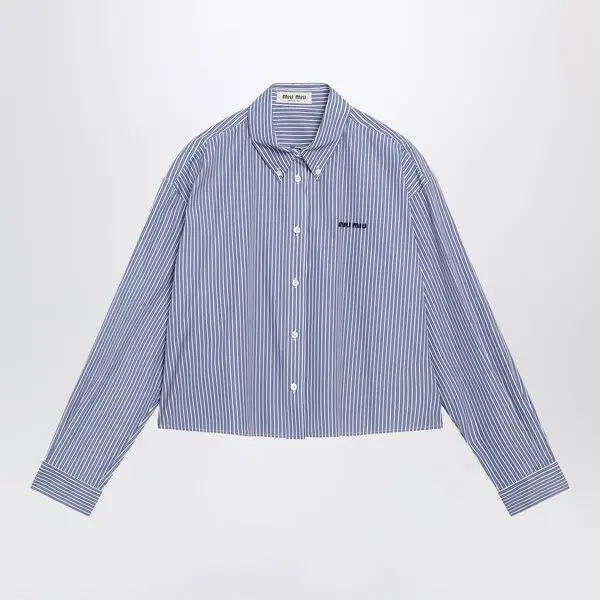 Miu Miu Striped Cropped Shirt - White