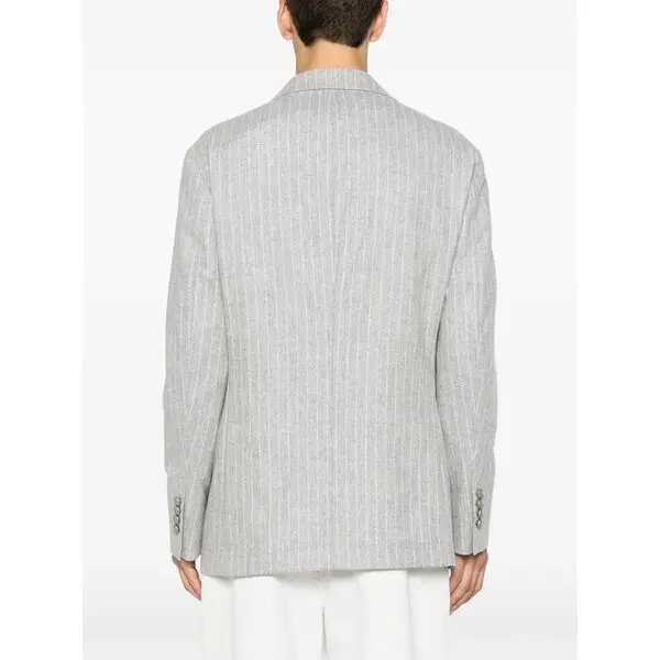 Brunello Cucinelli Double-breasted Pinstripe Blazer - Gray