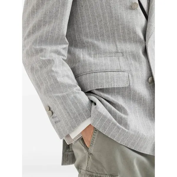Brunello Cucinelli Double-breasted Pinstripe Blazer - Gray