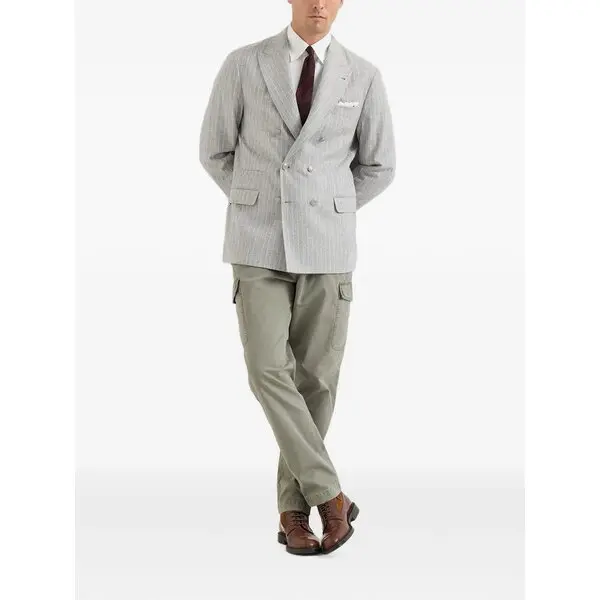 Brunello Cucinelli Double-breasted Pinstripe Blazer - Gray