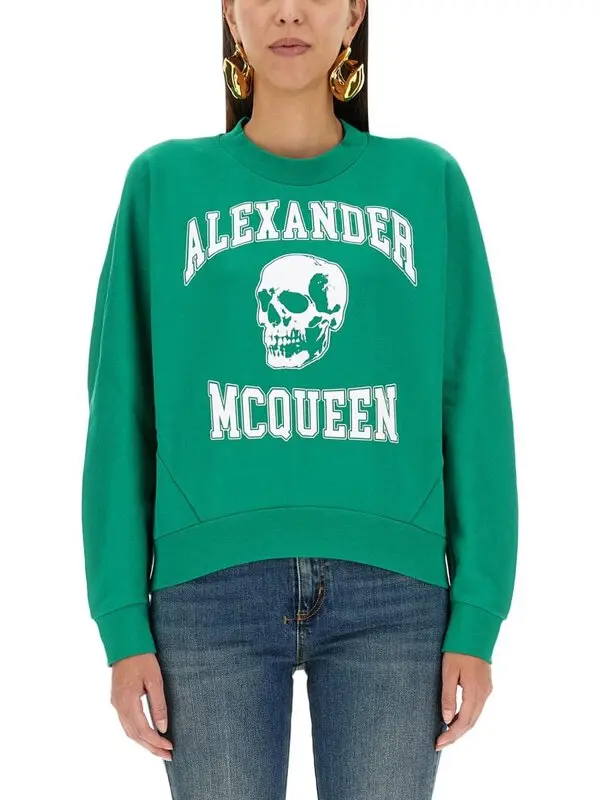 Alexander McQueen Varsiity Skull Sweatshirt - Green