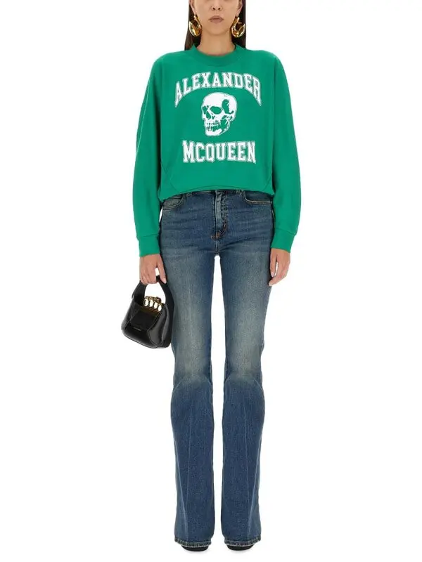 Alexander McQueen Varsiity Skull Sweatshirt - Green