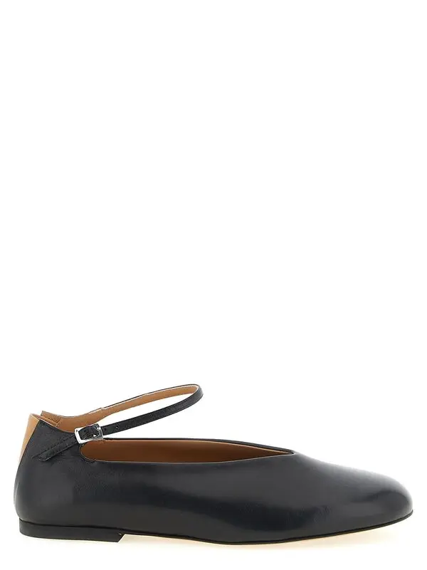 JIL SANDER Elyss Leather Ballet Flats - Black