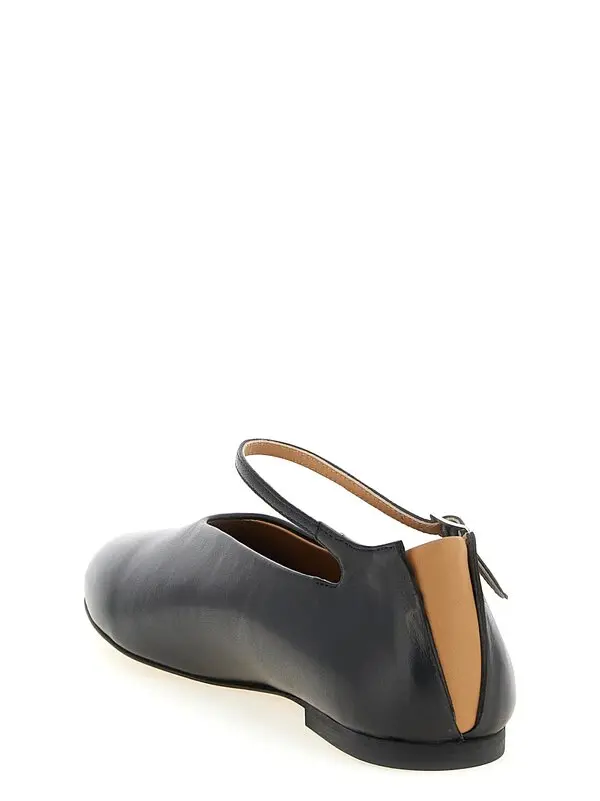 JIL SANDER Elyss Leather Ballet Flats - Black