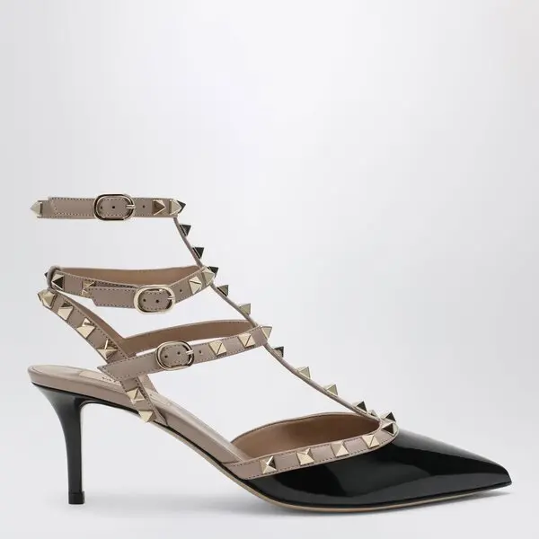 Valentino Garavani Rockstud Patent Leather Strap Pumps - Black
