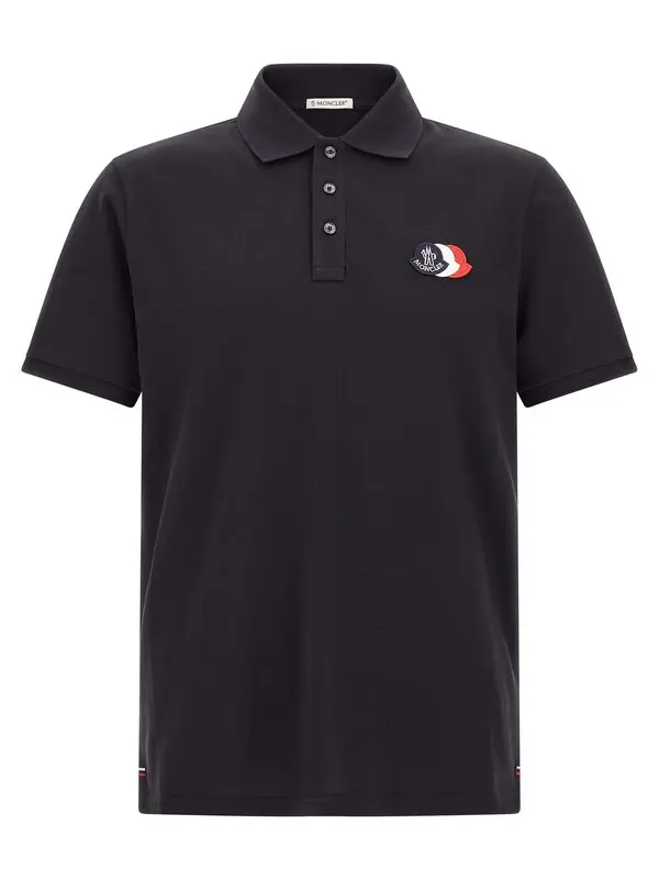 Moncler Triple Logo Polo Shirt - Blue
