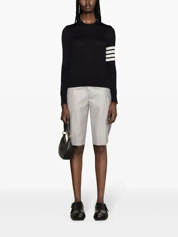 Thom Browne Wool 4-bar Relaxed Pullover - Blue