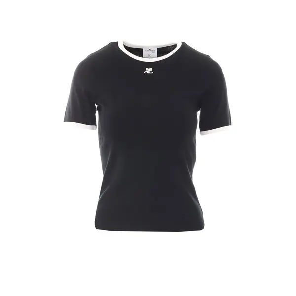 COURREGES Signature Contrast T-shirt - Black