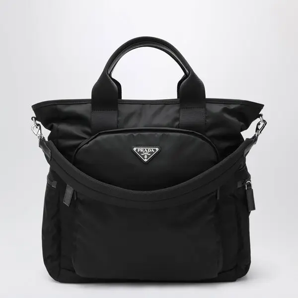 Prada Re-nylon And Saffiano Shopping Bag - Black