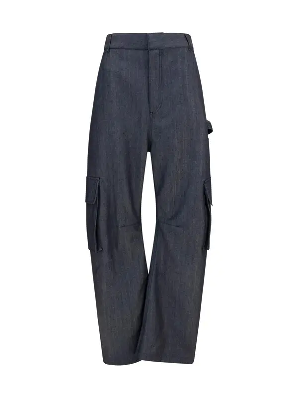 Balenciaga Denim Print Cargo Pants - Blue