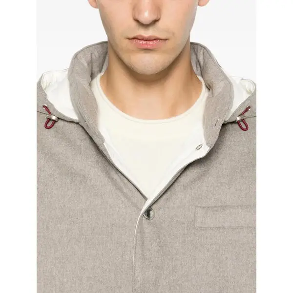 Brunello Cucinelli Melange Wool Hooded Waistcoat - Gray